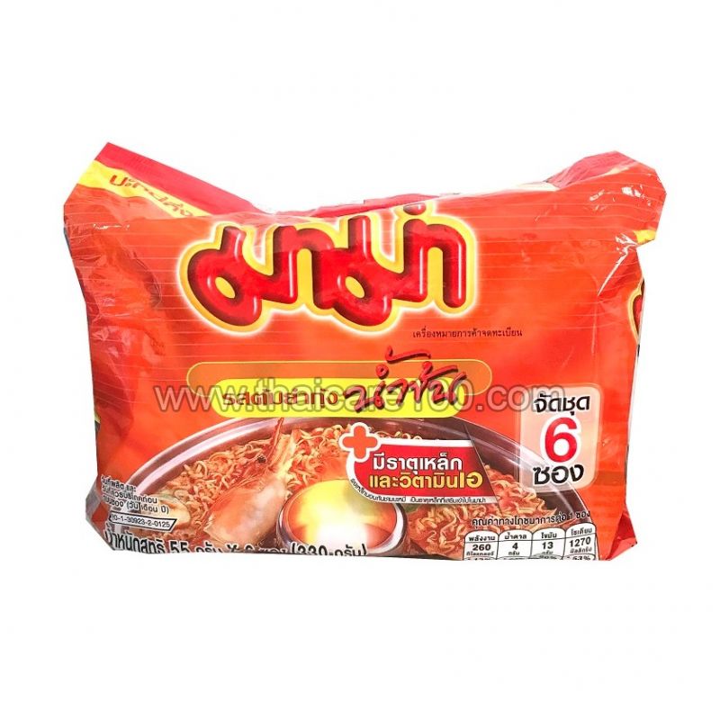 Лапша сливочный Том Ям с креветкой Mama Shrimp Creamy Tom Yum (6 шт ...